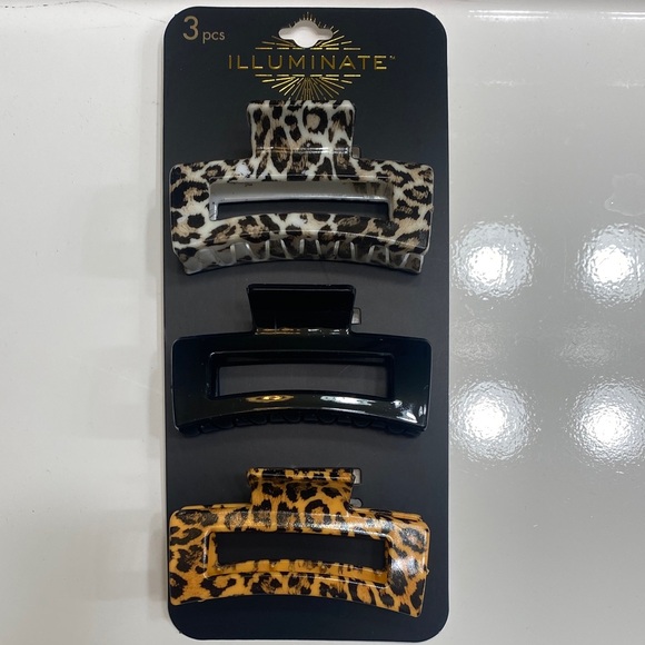 Illuminate | Accessories | Set Of 3 Leopard Print And Black Claw Clips ...